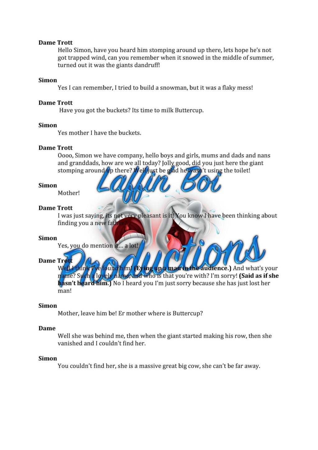Jack And The Beanstalk Pantomime Script (Full) » Laffin' Boi